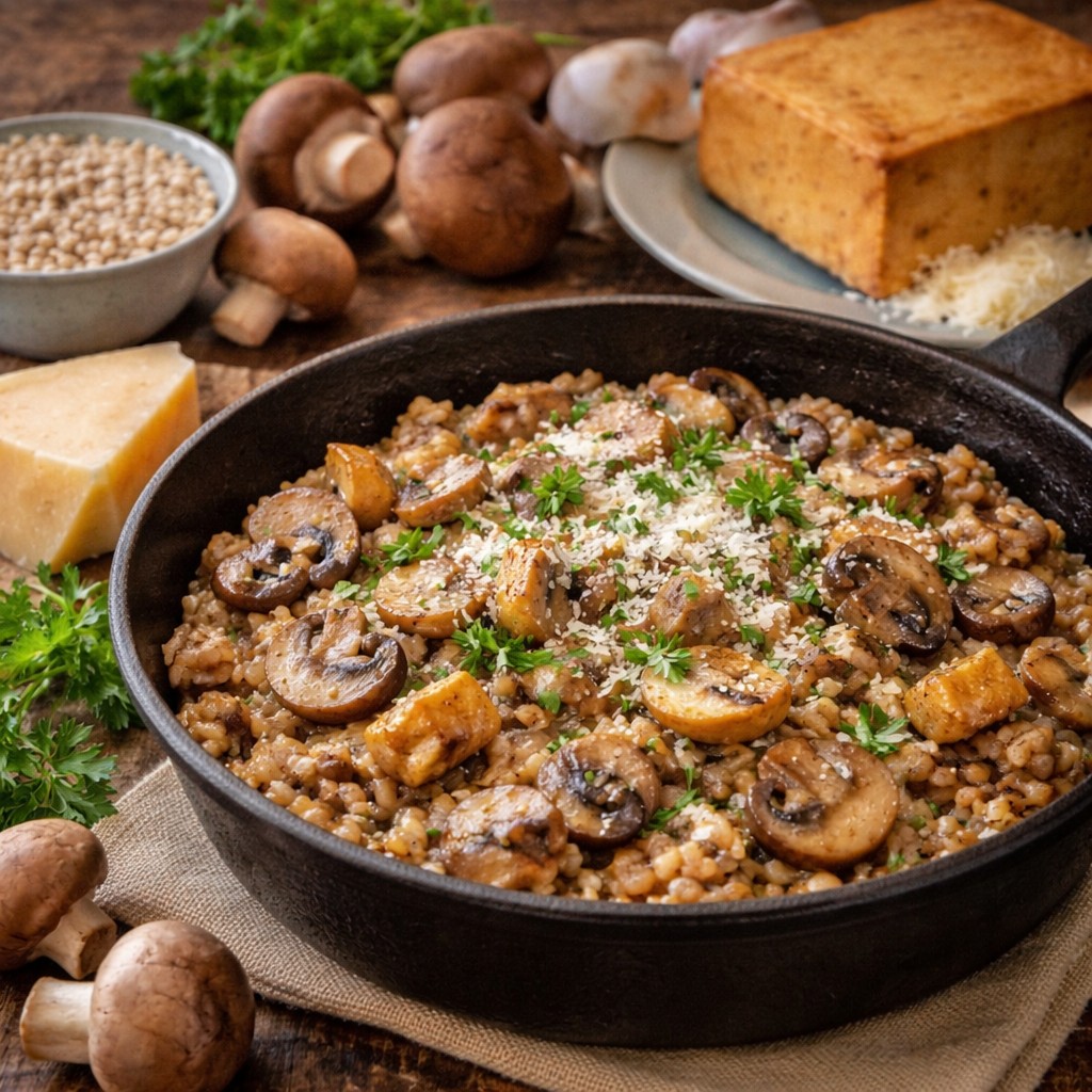 🍄 Houbový kuba s uzeným tofu a parmezánem | DIABOX.cz