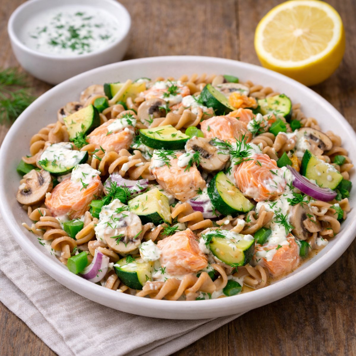 🥗 Těstovinový salát s lososem a koprovým dresinkem | DIABOX.cz